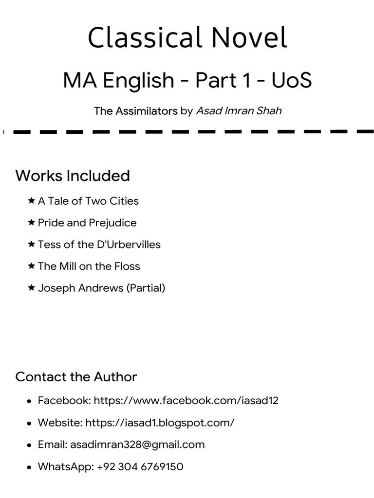 Classical Novel Complete Notes | PDF | Pride And Prejudice | Mr. Darcy