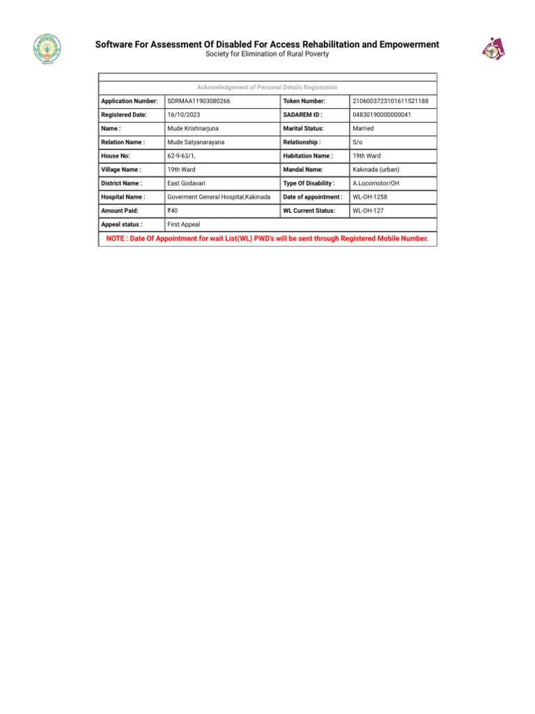 SADAREM Certificate Registration Details | PDF