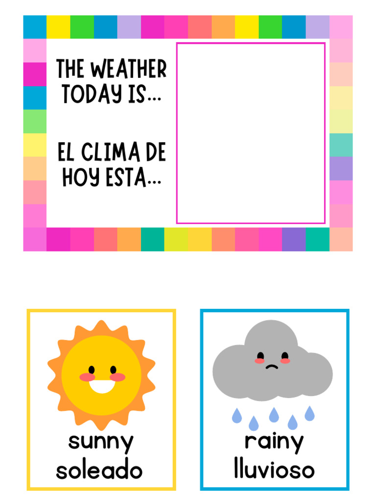 Colorful The Weather Today Circle Time Chart Flashcards | PDF