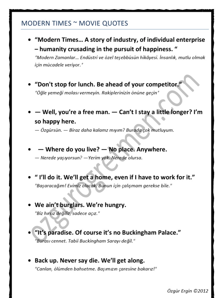 Movie Quotes - Modern Times | PDF