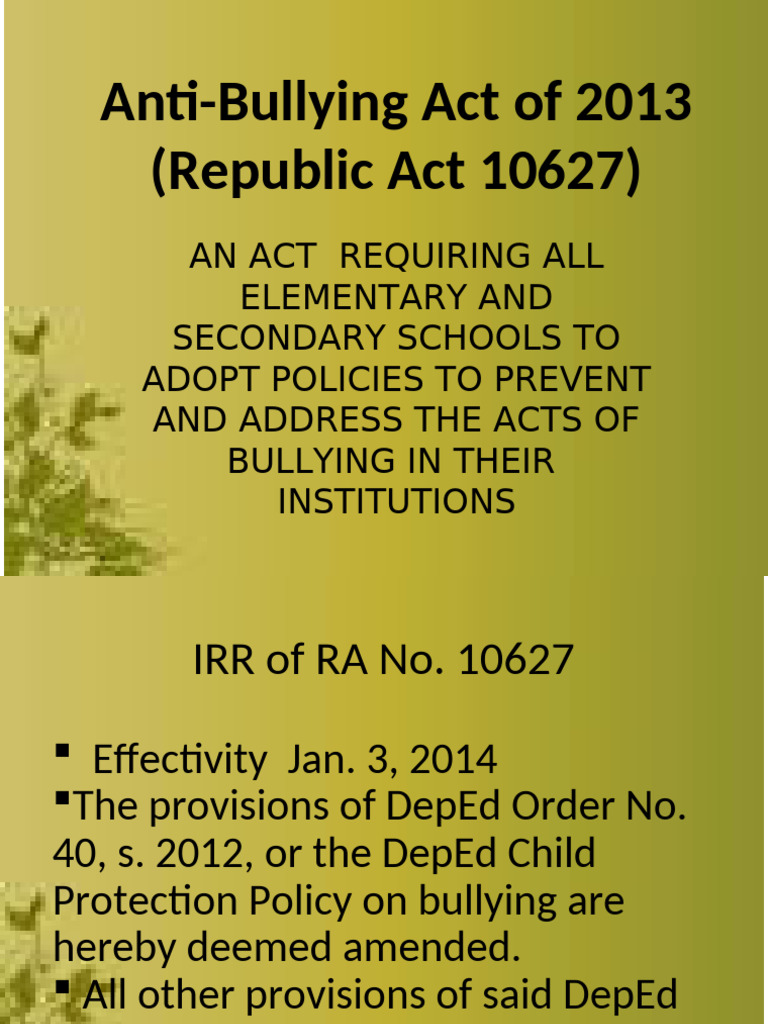 Anti Bullying Act of 2013 | PDF | Bullying | Justice