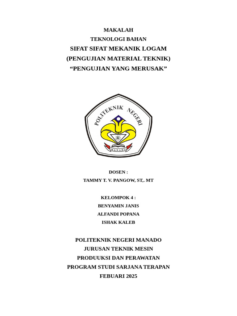 Pengujian Merusak Sifat Mekanik Logam | PDF