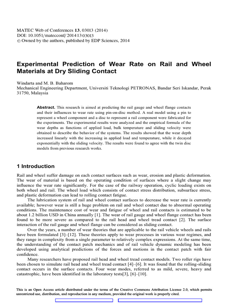 2014 POD Sliding Wear Testing | PDF | Wear | Applied And ...