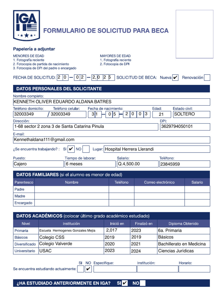 Formulario Becas 2025-1 | PDF