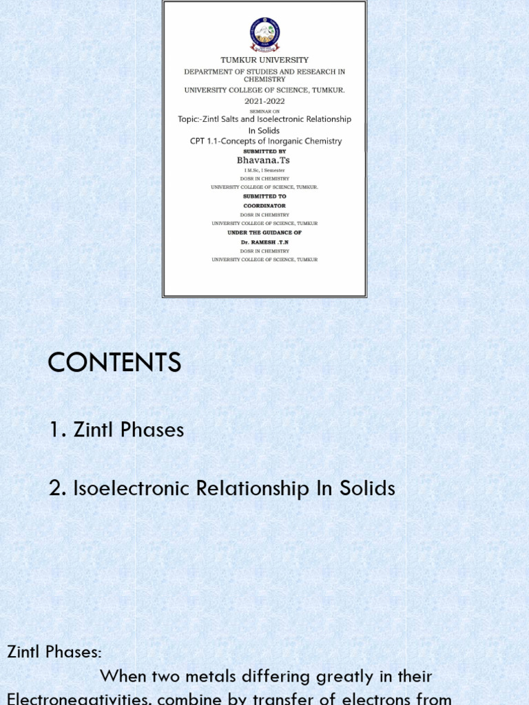 Zintl Phases and Isoelectronic Relationship | PDF | Chemical Compounds ...