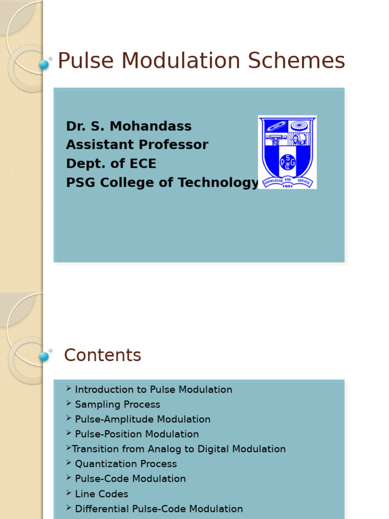 Pulse Modulation Schemes | PDF | Sampling (Signal Processing) | Modulation