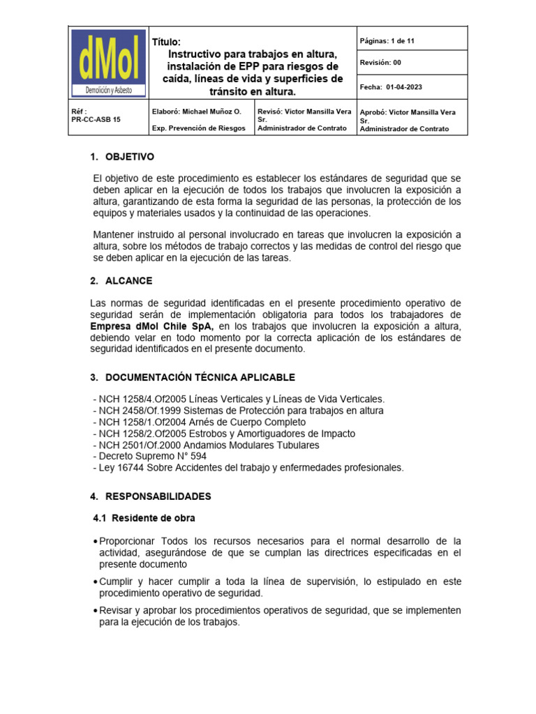 PR-CC-ASB-15 Instructivo para Trabajos en Altura, Instalación de EPP para Riesgos de Caída ...