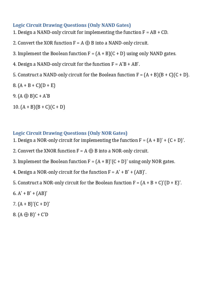Nand Gate Circuit Questions | PDF