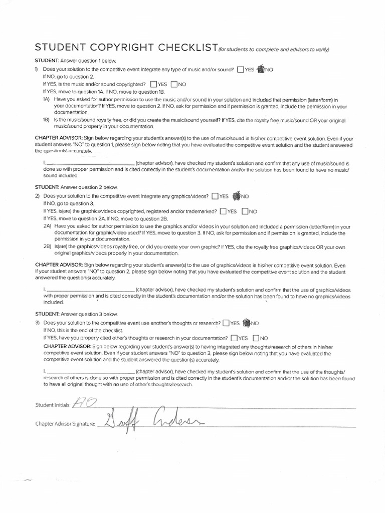 Student CopyRight Checklist 1 | PDF