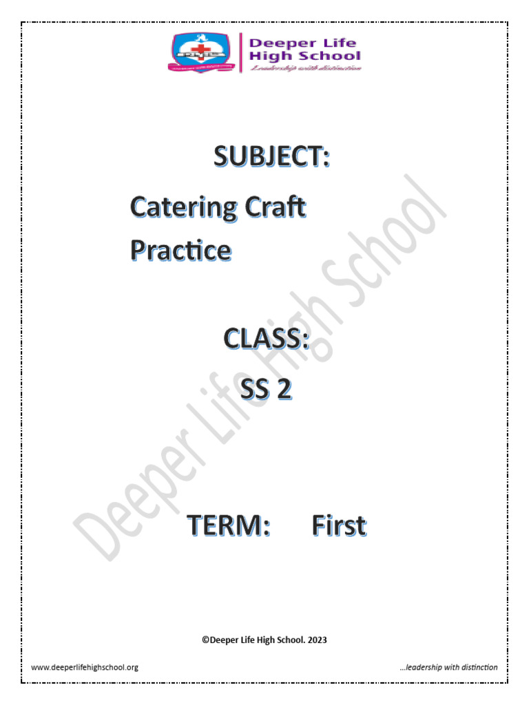 Ss 2 Catering Craft Pract. First Term E-Note | PDF | Roasting | Soup