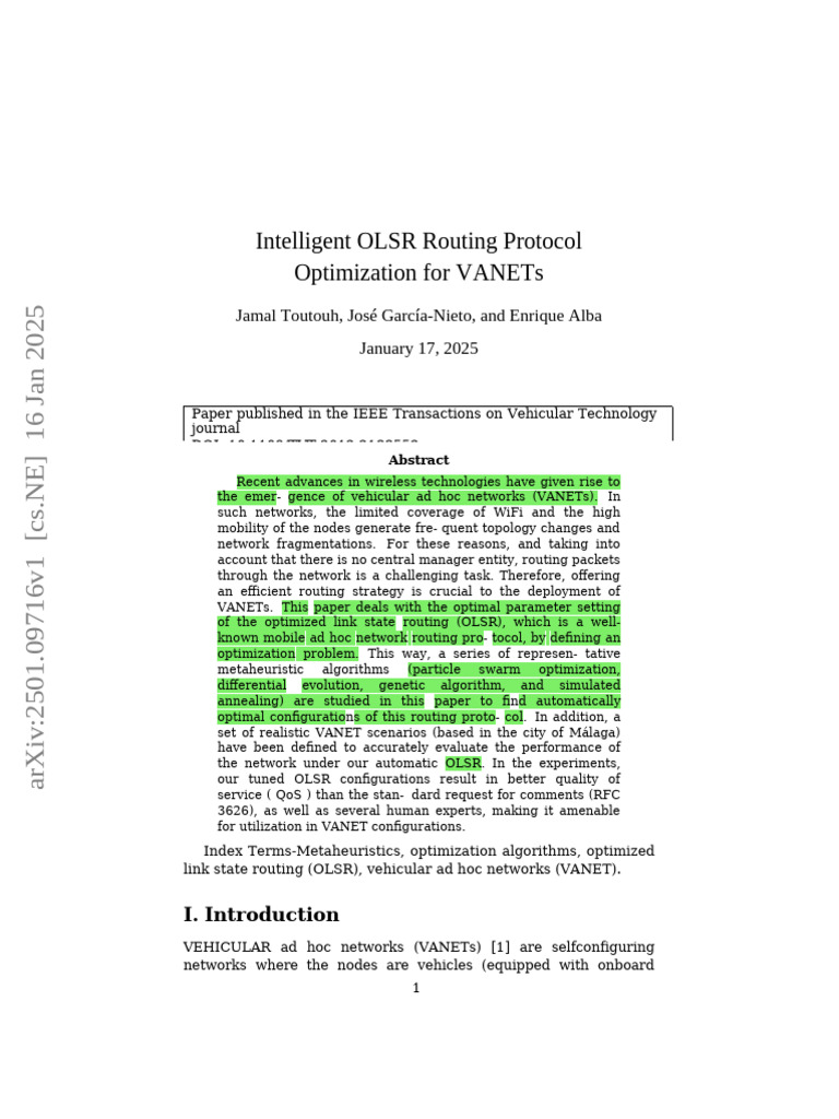Intelligent OLSR Routing Protocol | PDF | Computer Network | Routing