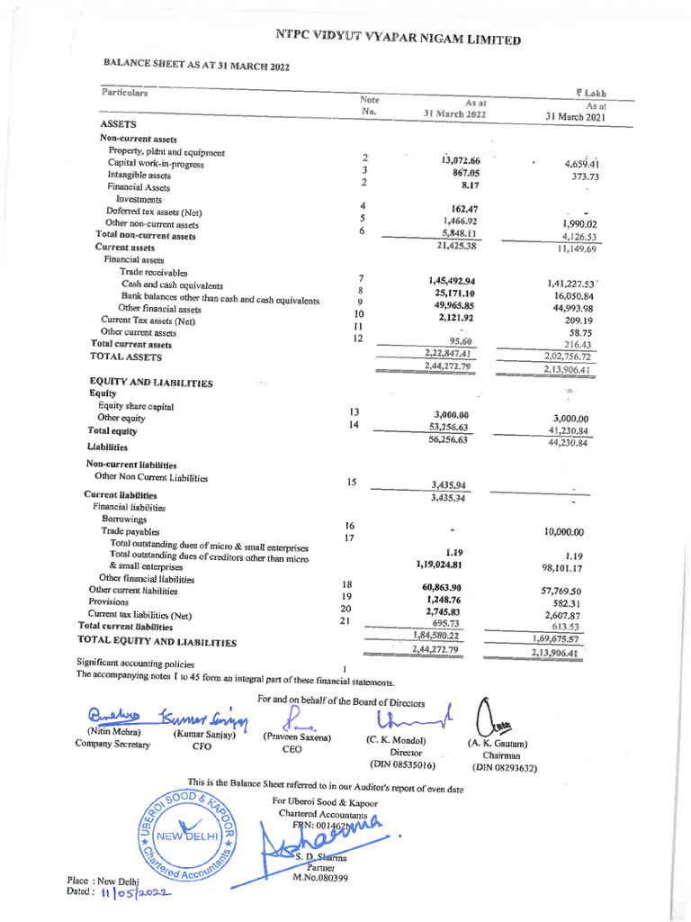NVVN Audited Balance Sheet March 2022 Final | PDF
