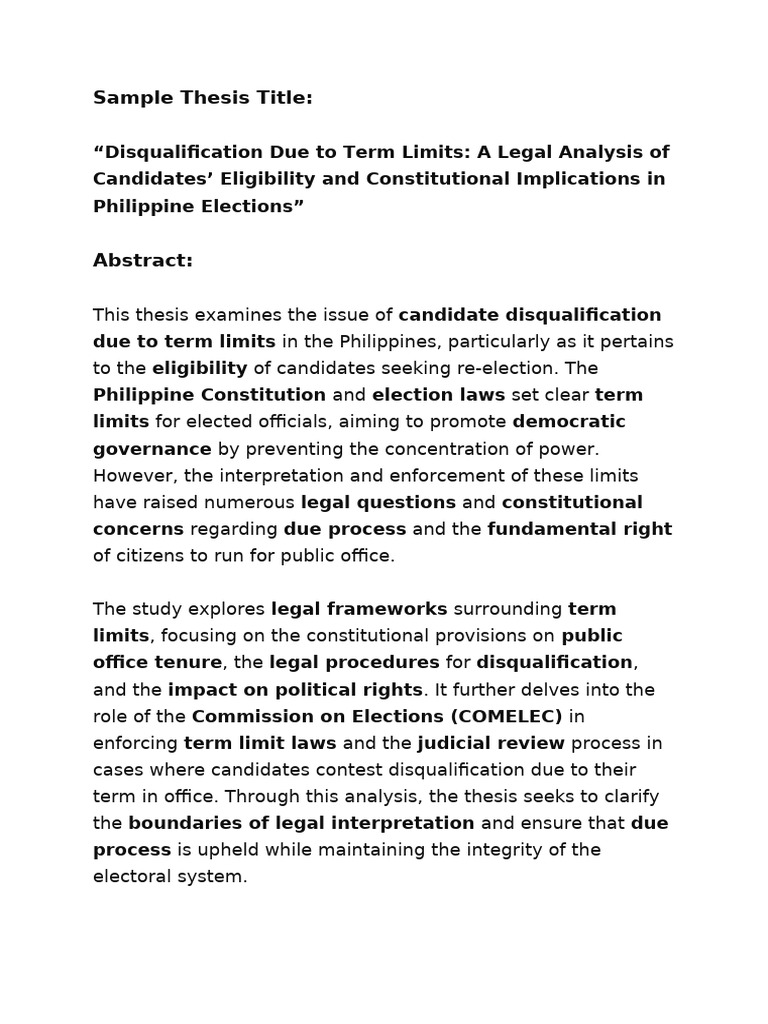 Sample Thesis Legal Writing | PDF | Elections | Governance