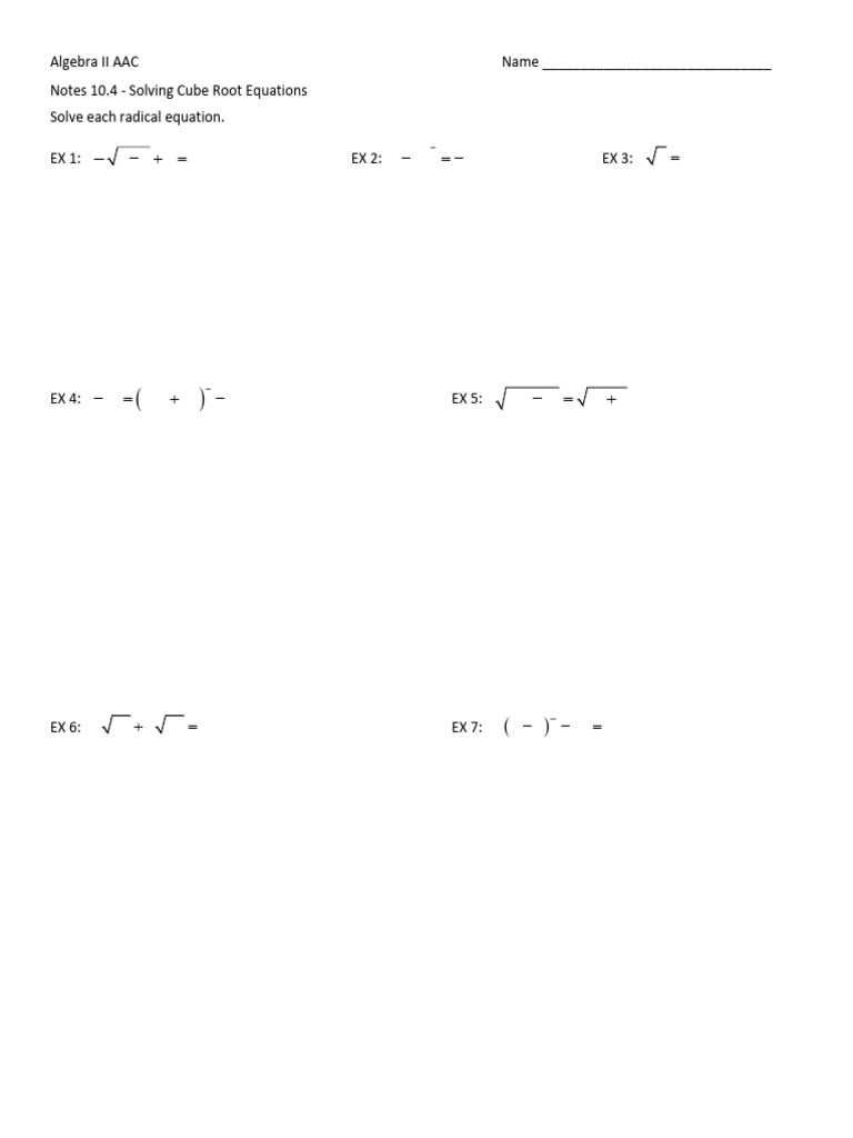 Notes 10.4 - Solving Cube Root Equations 2022 | PDF