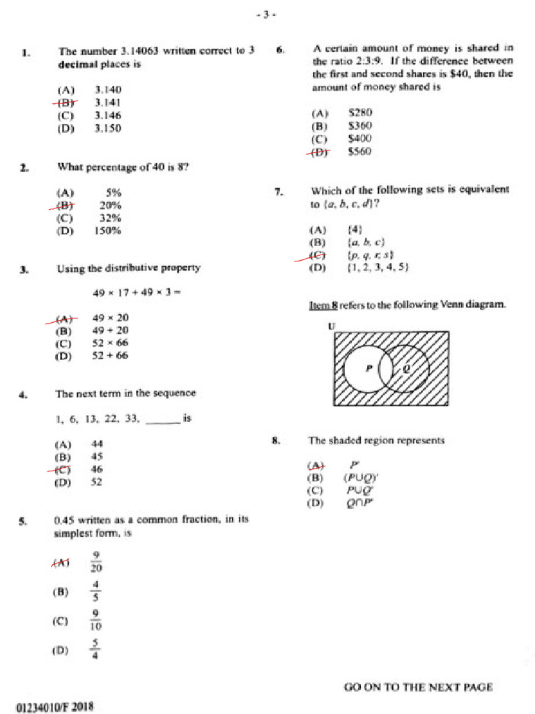 CSEC Mathematics P1 2018 MJ | PDF