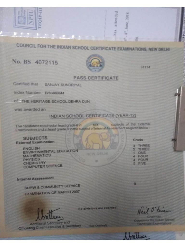 12 Pass Certificate | PDF