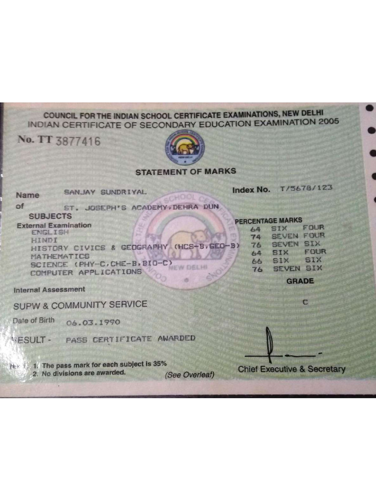 10 Marksheet | PDF