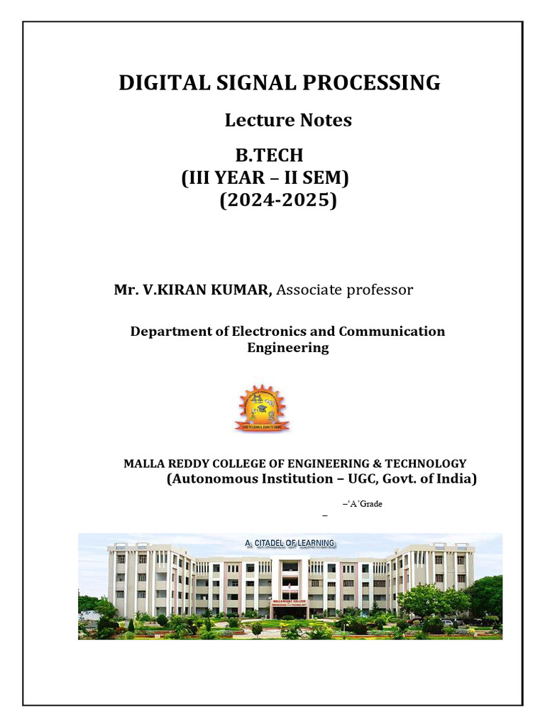 Digital Signal Processing1 | PDF | Digital Signal Processing | Discrete ...
