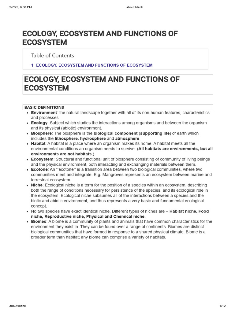 Environment (Ecosys, Ecology, Functions) | PDF | Food Web | Ecosystem