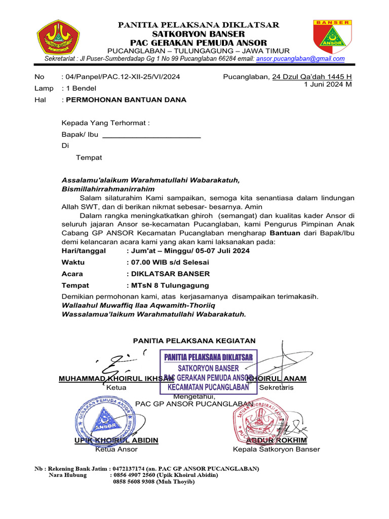 Proposal DIKLATSAR BER TTD | PDF