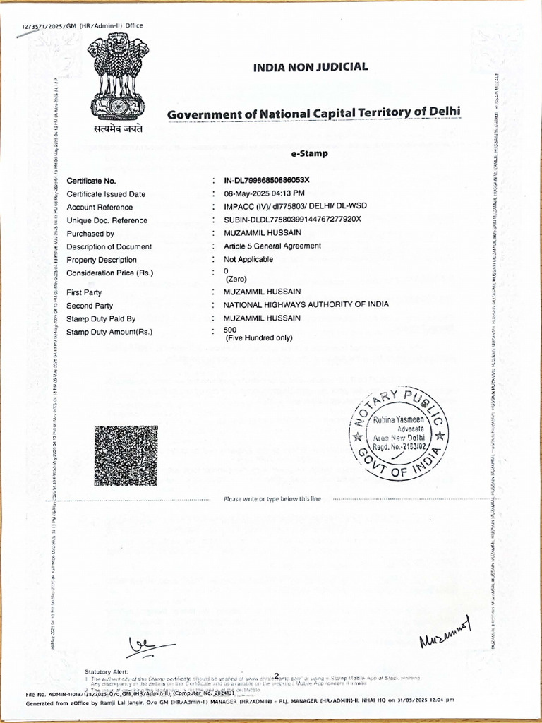 Contract Agreement NHAI | PDF