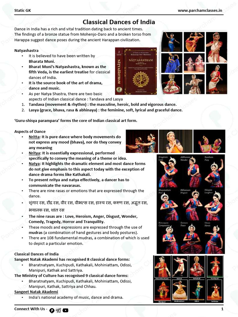 Classical Dances of India Overview | PDF | Dances | Performing Arts