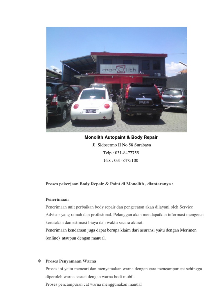 Proses Pekerjaan Body Repair | PDF
