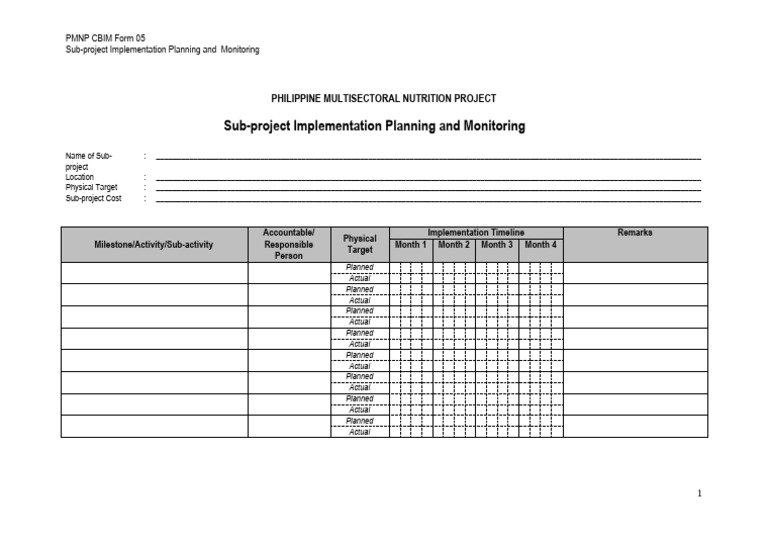 PMNP Sub-project Planning Form | PDF