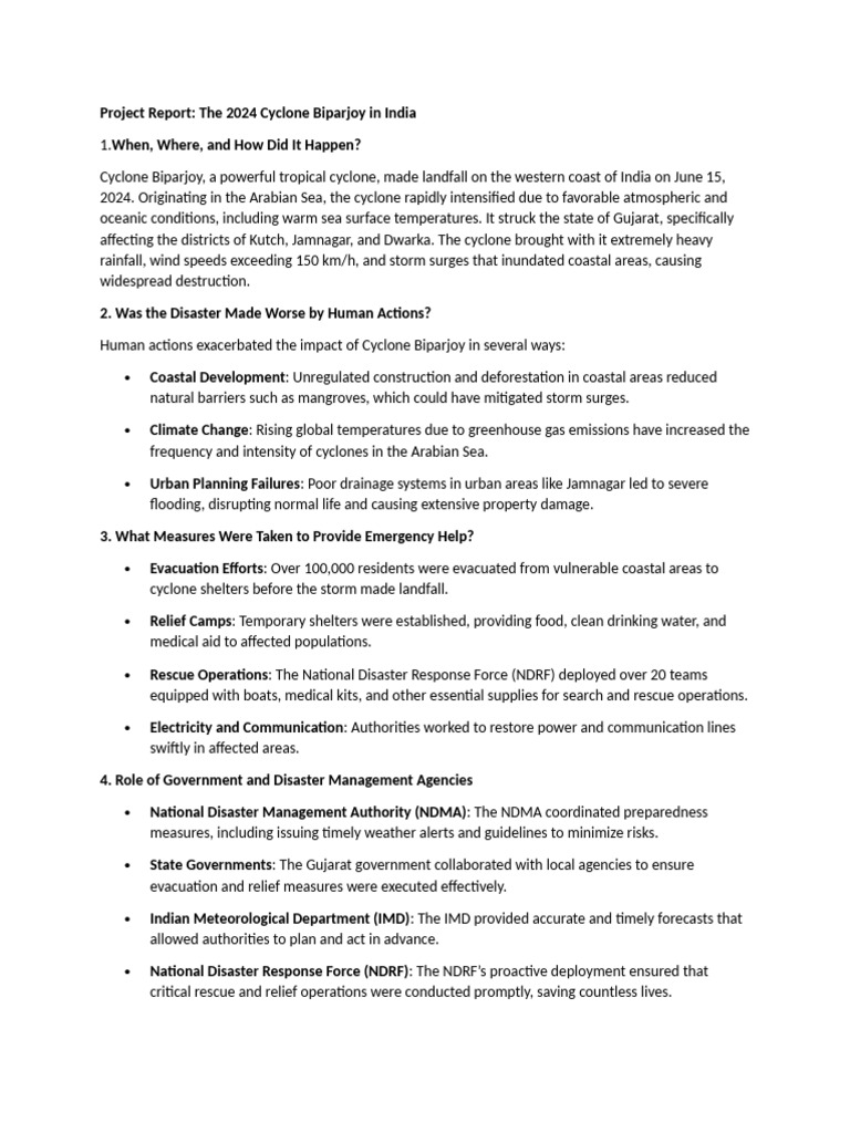 Project Report Biperjoy | PDF | Tropical Cyclones | Flood