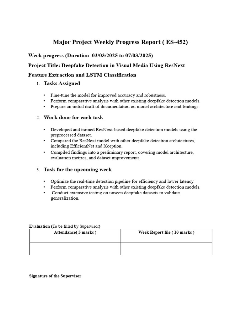 Major Project Weekly Report Format3 | PDF