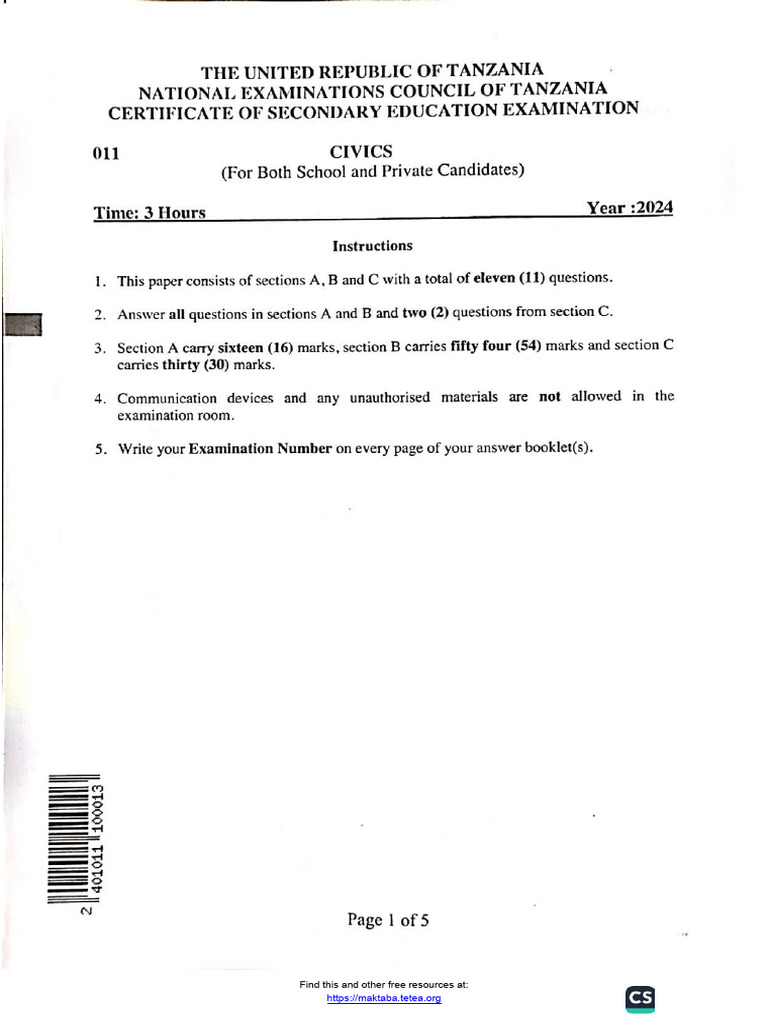 Civics F4 2024 | PDF