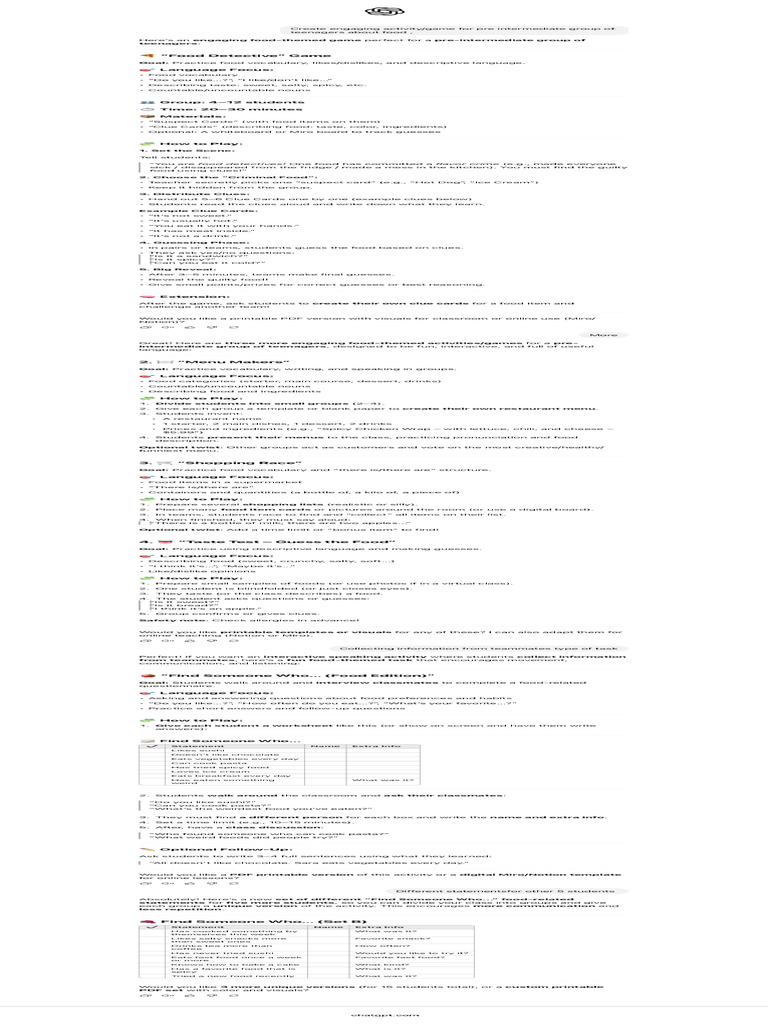 Food Detective Game 2 | PDF