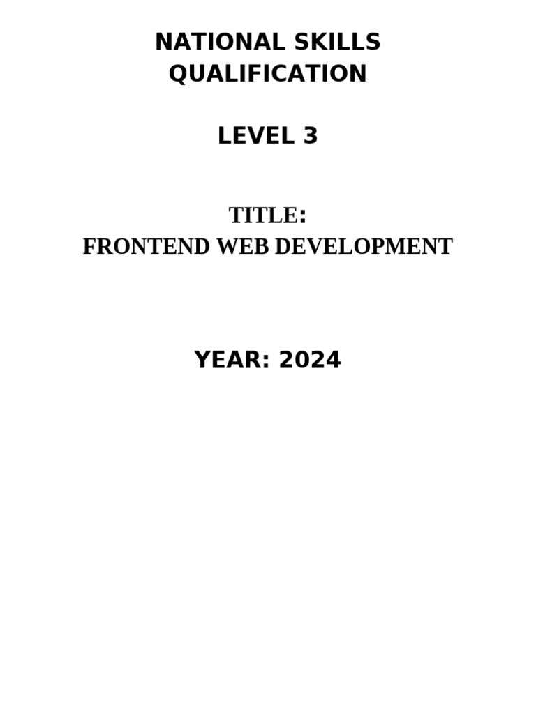 NOS Frontend Web Development Level 3_Reviewed Final Copy | PDF | Html ...