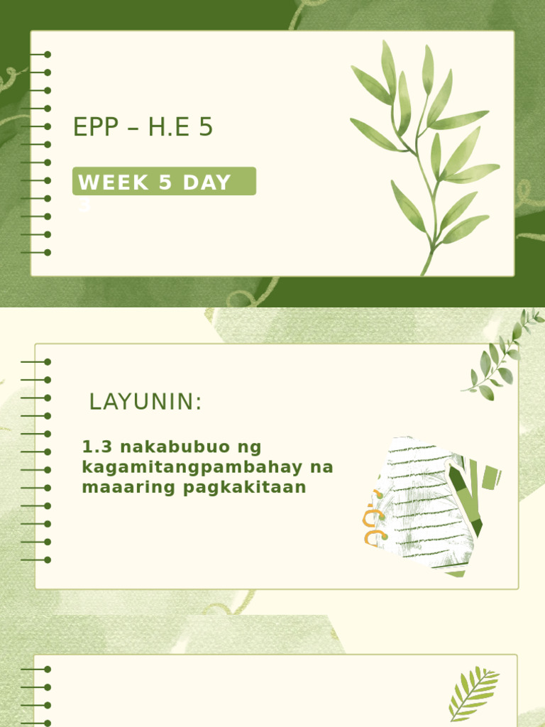 q4 Epp - H.E 5 Week 5 Day 3 | PDF