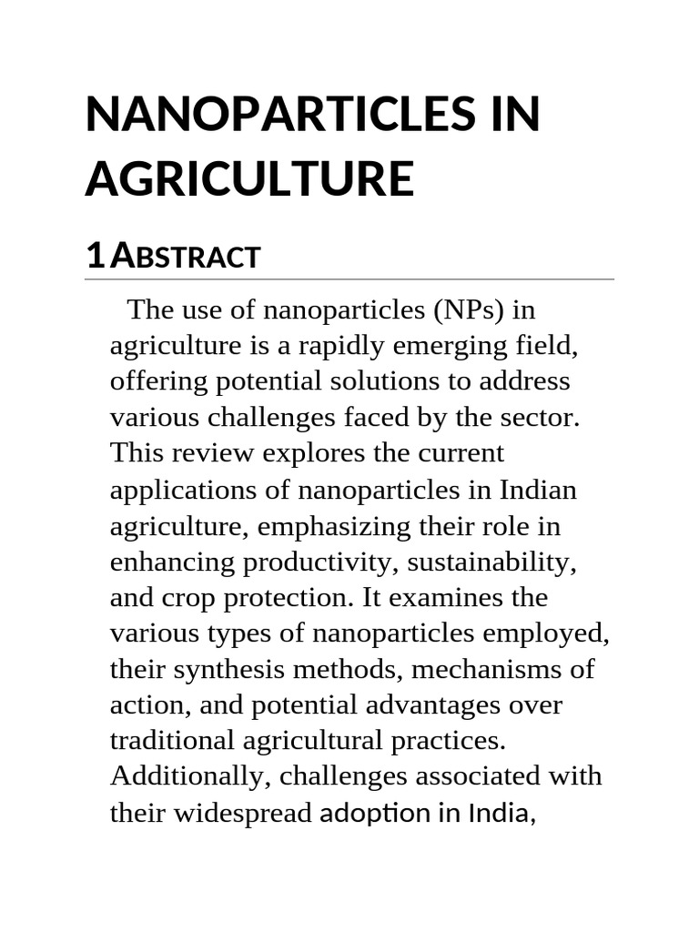 NANOPARTICLES IN AGRICULTURE | PDF | Agriculture | Soil