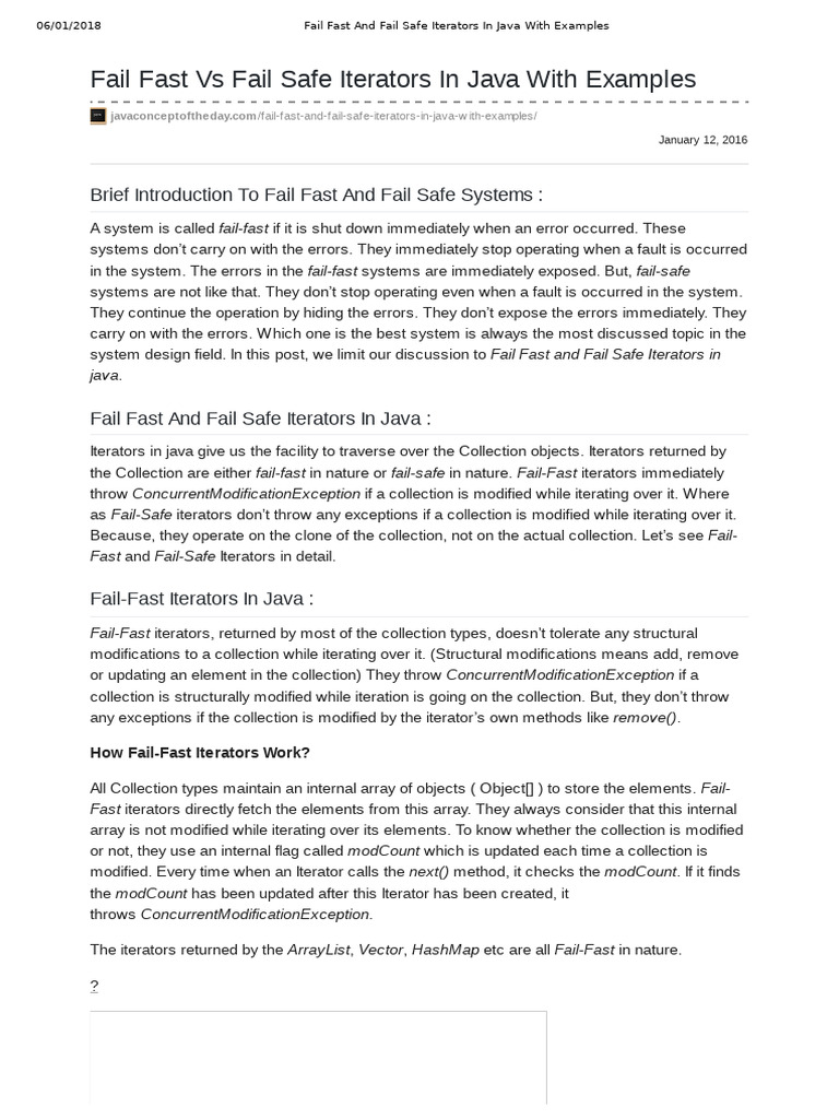 Fail Fast and Fail Safe Iterators in Java With Examples | PDF | Software Engineering | Object ...