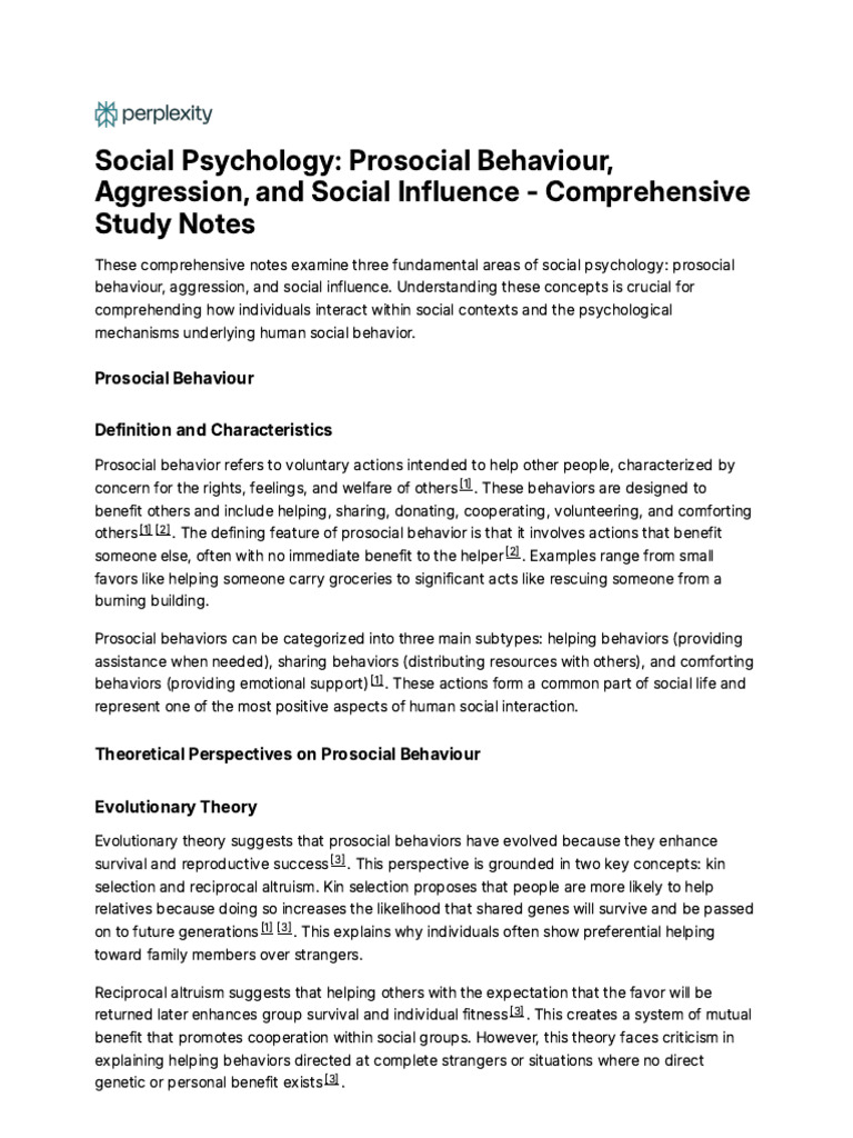 Social Psychology - Prosocial Behaviour, Aggression | PDF | Aggression ...