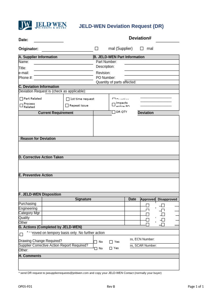 Op05 f01 Deviation Request DR Rev B | PDF