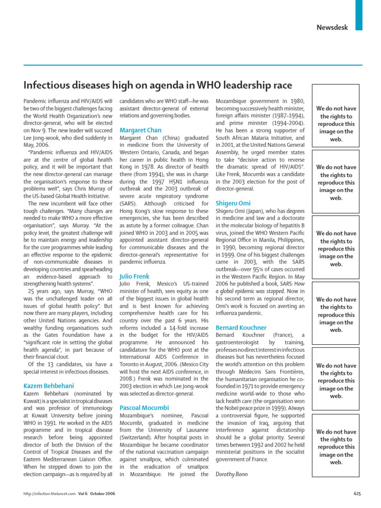 Infectious Diseases High On Agenda in WHO Leadersh | PDF | World Health ...