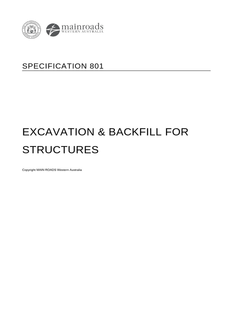Excavation & Backfill Specifications 801 | PDF | Specification ...