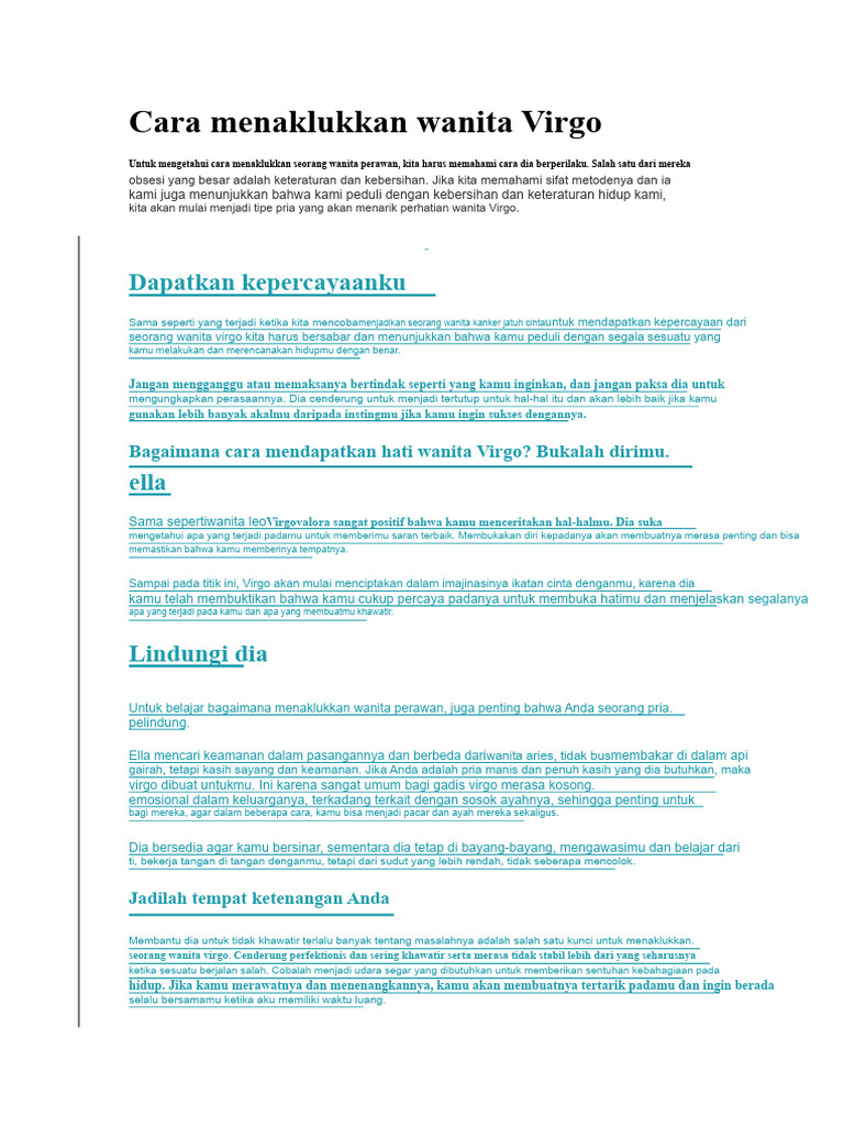 Cara Menaklukkan Wanita Virgo | PDF