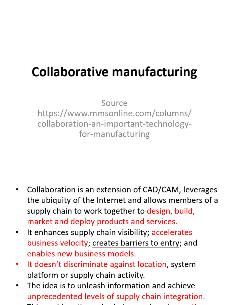 Collaborative Manufacturing | PDF | Collaboration | Supply Chain