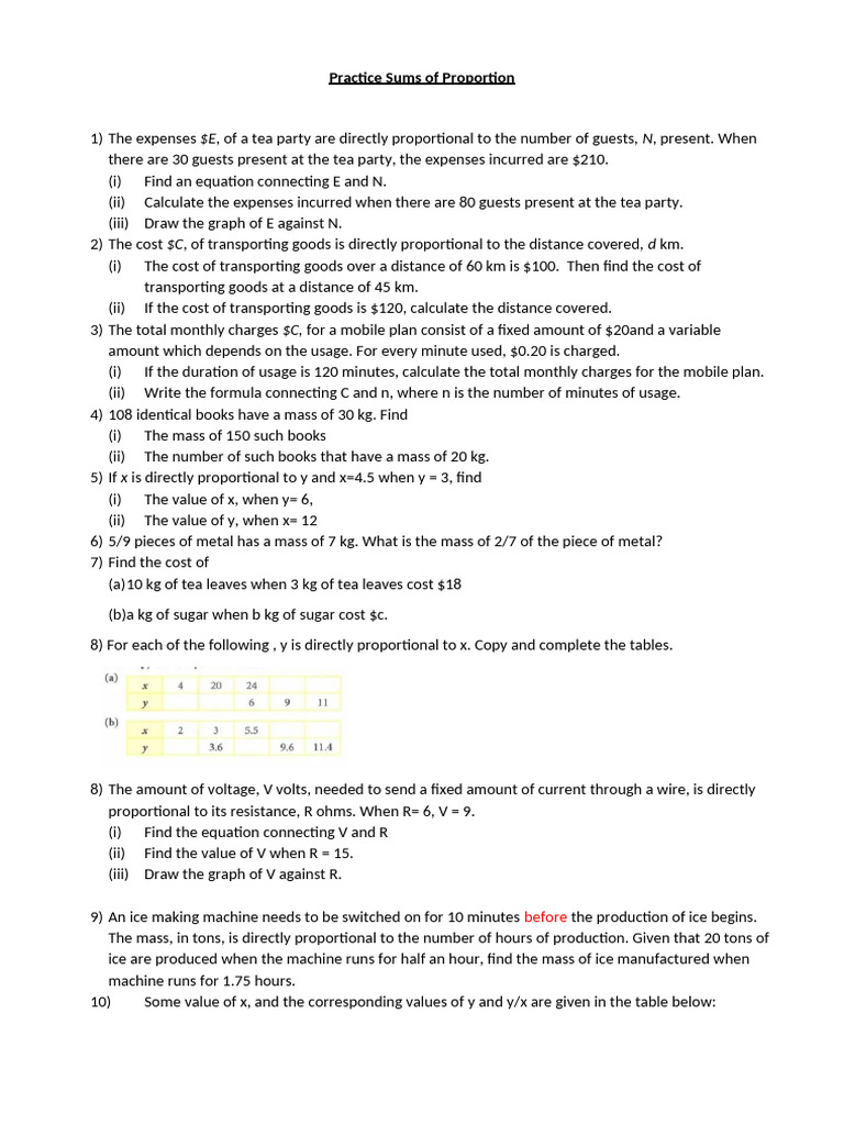 Practice Sums of Proportion | PDF | Frequency | Wavelength