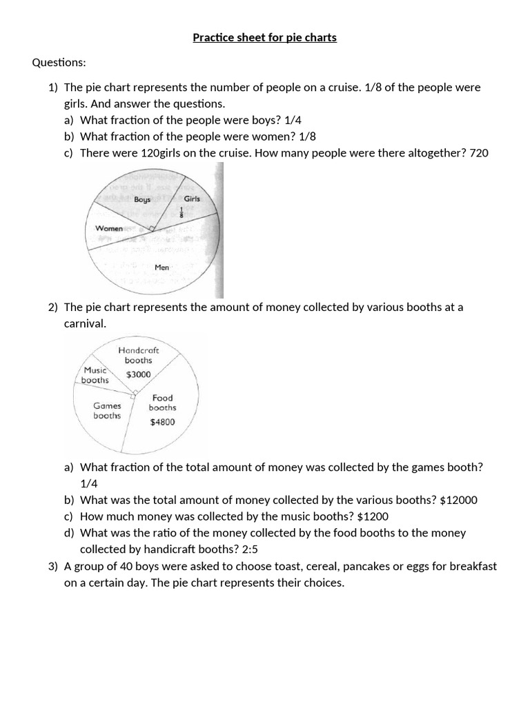 Pie Chart Practice Questions for Students | PDF | Odds