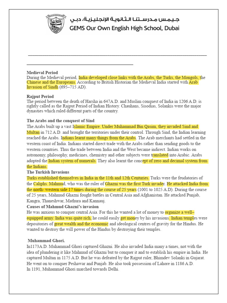 Turkish Invasions and Rajput Resistance | PDF | Arabs | Asia