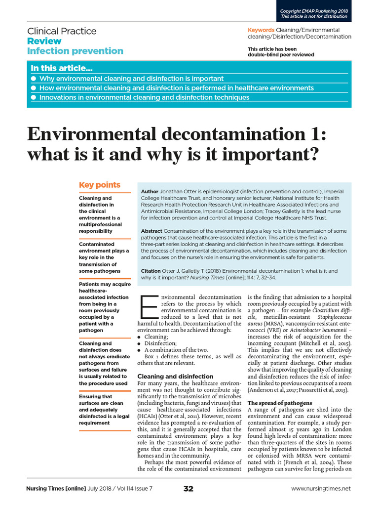 When to Conduct Environmental Decontamination | PDF | Hospital Acquired ...