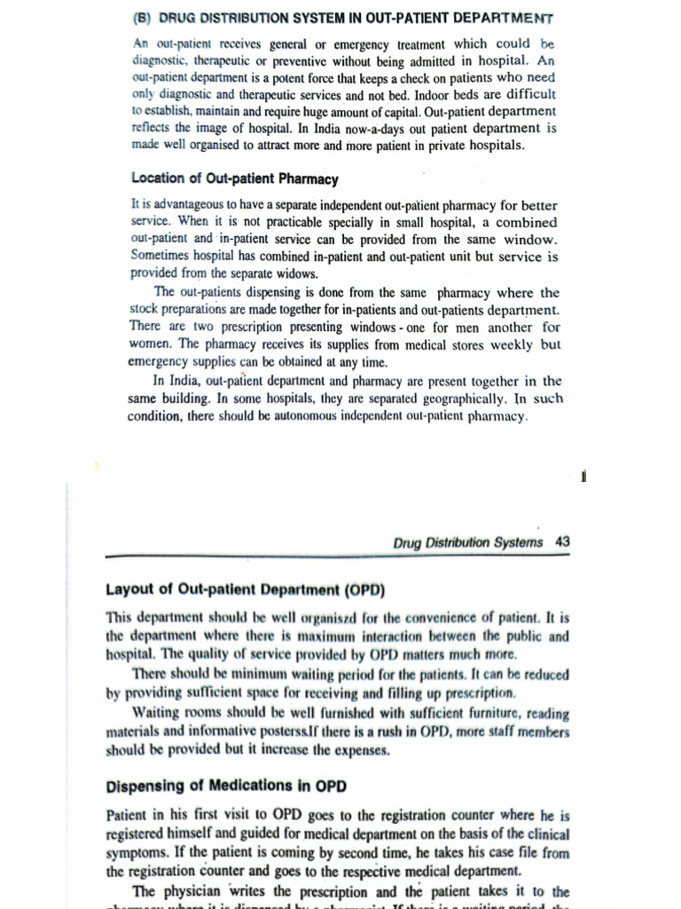 Drug Distribution System in Out-Patient Department | PDF