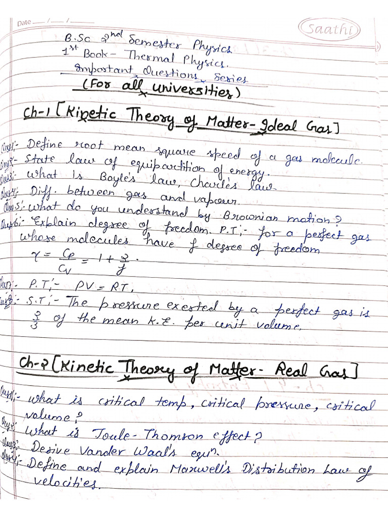 B.SC 2nd Sem Physics Imp Questions Series | PDF