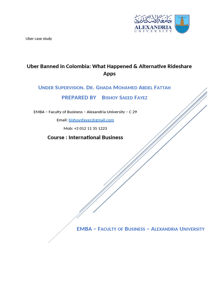 Uber's Ban in Colombia: Causes & Alternatives | PDF | Transport
