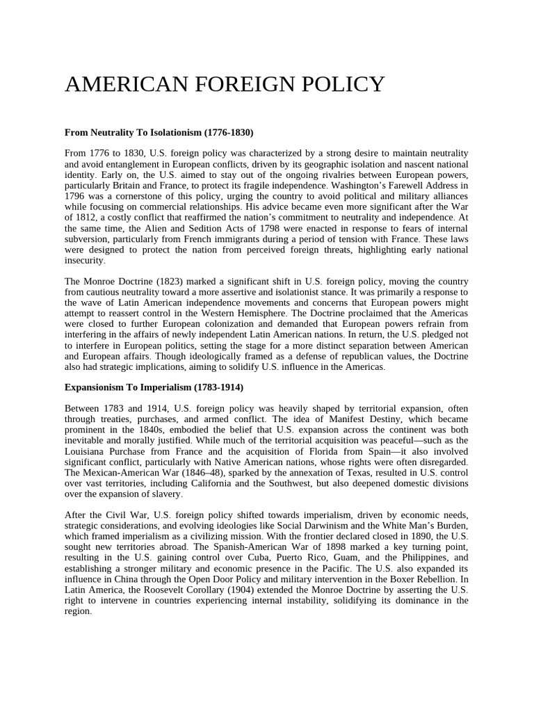 American Foreign Policy | PDF | Foreign Policy Of The United States ...